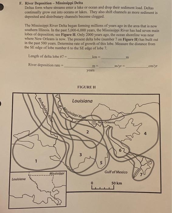 F. River Deposition - Mississippi Delta Deltas form | Chegg.com