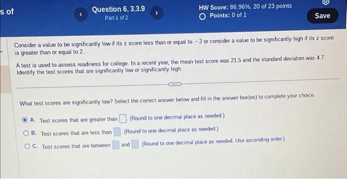 Solved [URGENT/TIMED] What test scores are significantly | Chegg.com