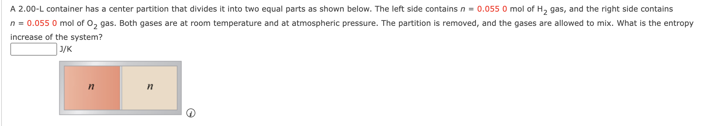 Solved A 2.00-L container has a center partition that | Chegg.com