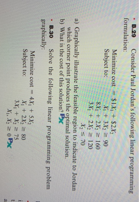 Solved B.29 Consider Paul Jordan's following linear | Chegg.com