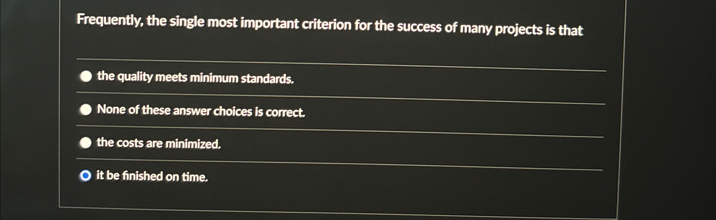Solved Frequently, the single most important criterion for | Chegg.com