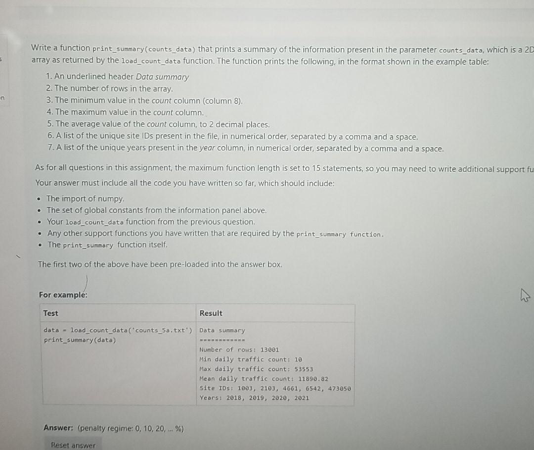 Solved an Write a function print_summary(counts_data) that | Chegg.com