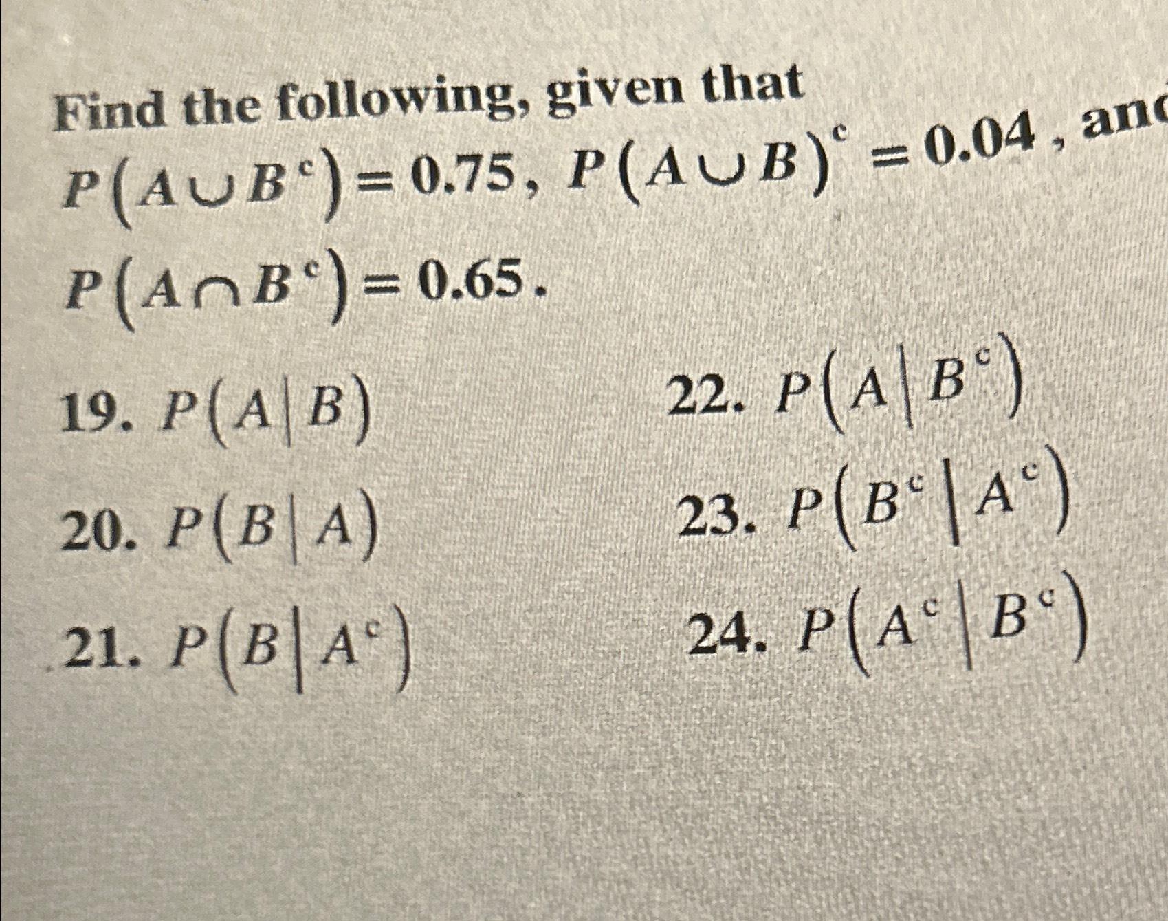 Solved Find the following, given | Chegg.com