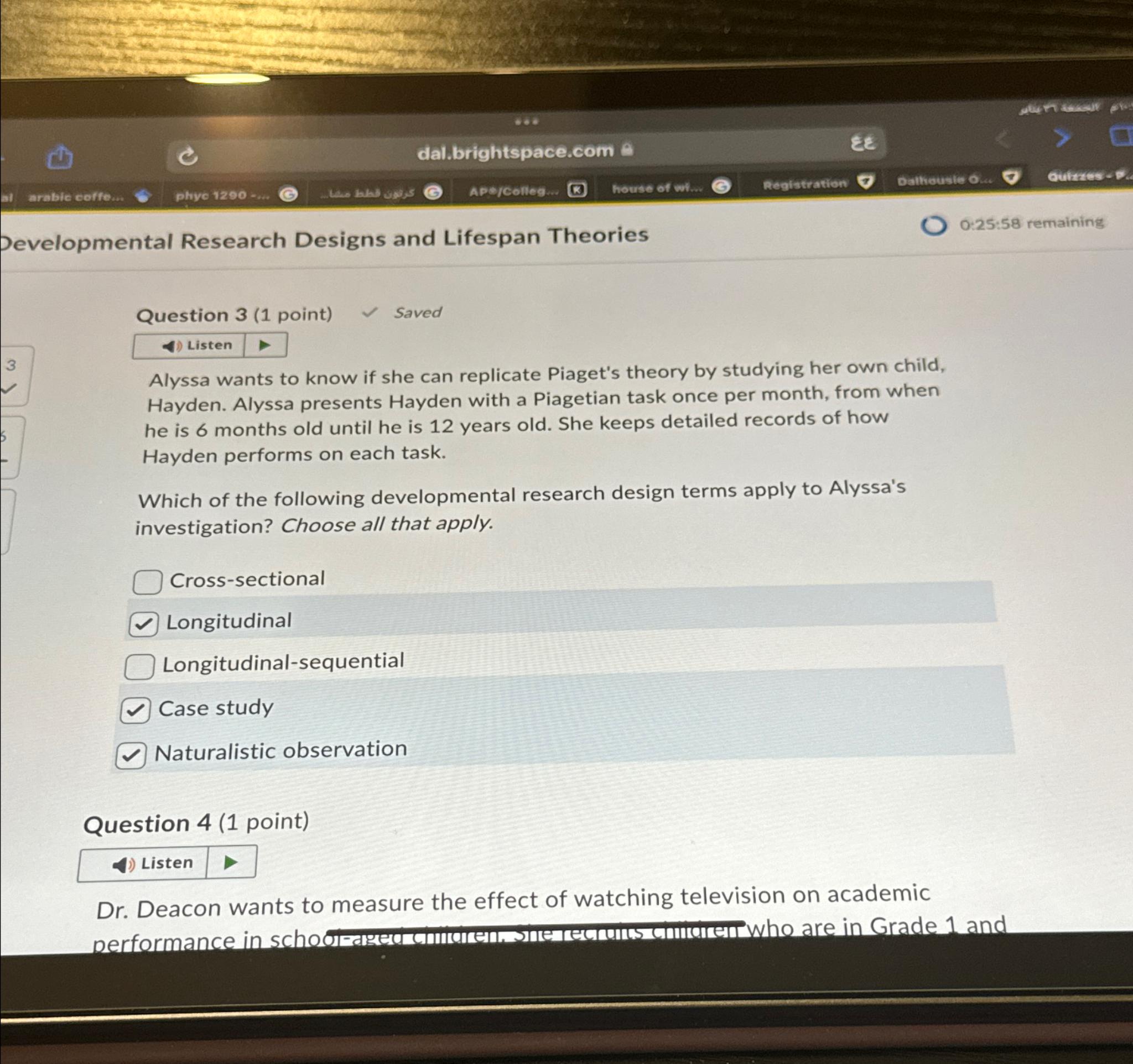Solved Developmental Research Designs and Lifespan | Chegg.com