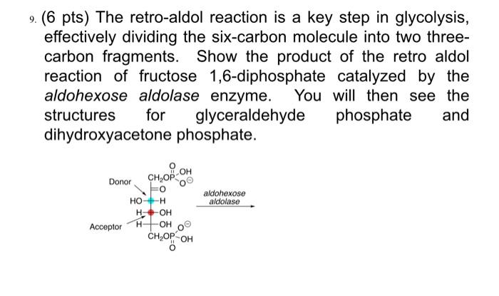Solved 9. (6 pts) The retro-aldol reaction is a key step in | Chegg.com