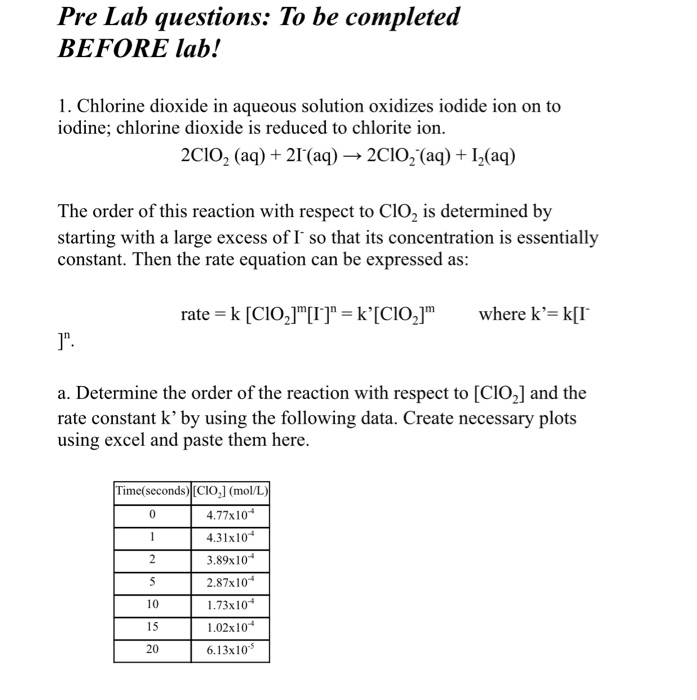 Pre Lab questions: To be completed BEFORE lab! 1. | Chegg.com