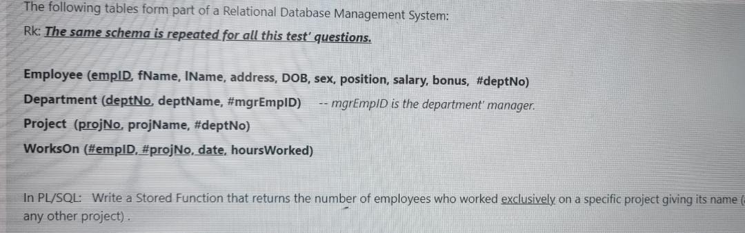Solved The following tables form part of a Relational | Chegg.com