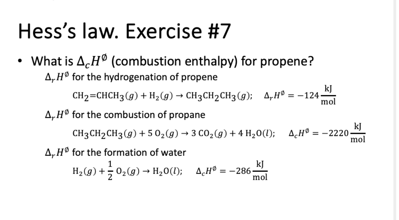 Solved Hess's law. Exercise #7What is (combustion enthalpy) | Chegg.com