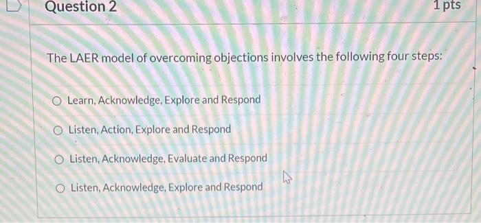Solved Question 2 1 pts The LAER model of overcoming | Chegg.com