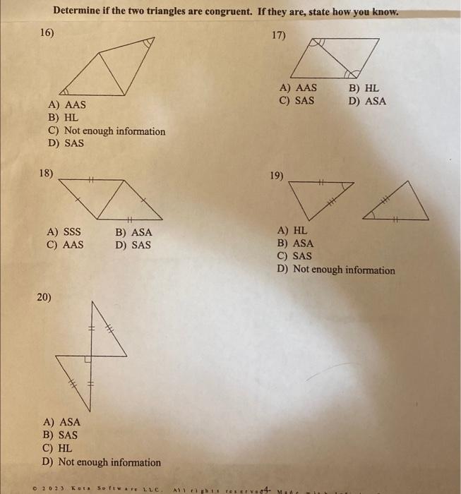 Solved Determine if the two triangles are congruent. If they | Chegg.com