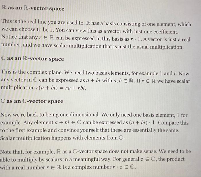 Solved Prove that C is two dimensional over R and one | Chegg.com