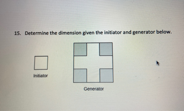 Solved 15. Determine the dimension given the initiator and | Chegg.com