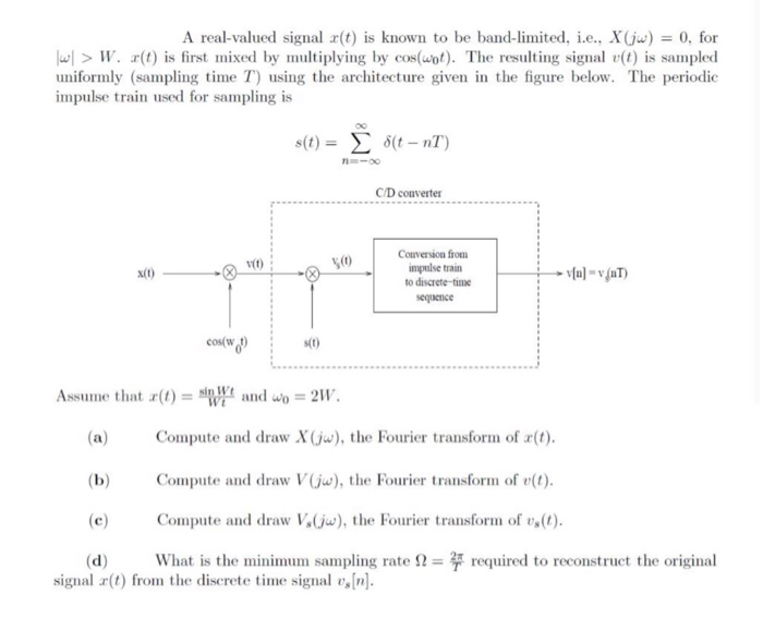 Solved A real-valued signal x(t) is known to be | Chegg.com