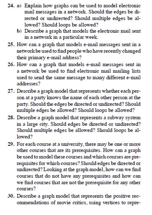 Solved a) ﻿Explain how graphs can be used to model | Chegg.com