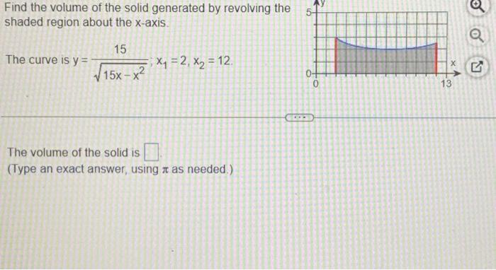 Solved Find the volume of the solid generated by revolving | Chegg.com