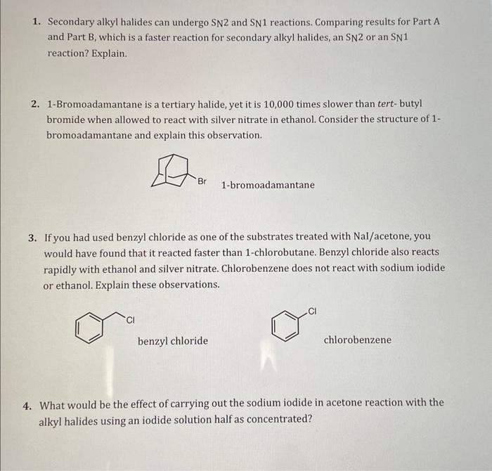 Solved 1. Secondary alkyl halides can undergo SN2 and SN1 | Chegg.com