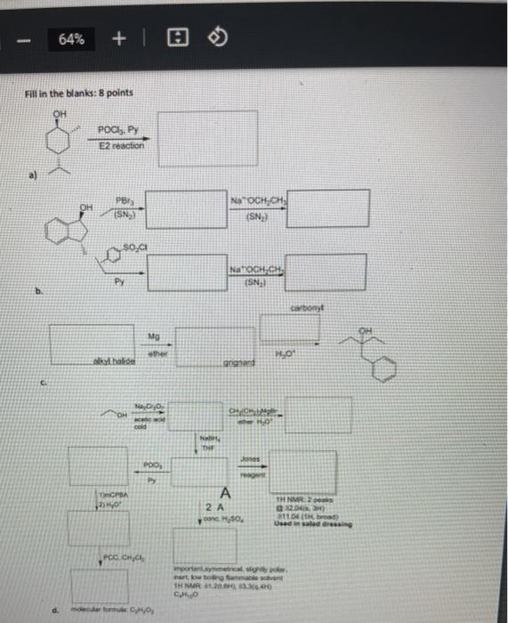Solved 64% + | © ☺ Fill in the blanks: 8 points POCI, Py E2 | Chegg.com