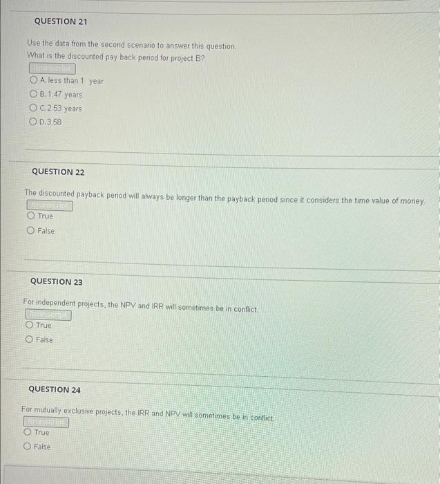 Solved Part 2: Use the following information to answer | Chegg.com