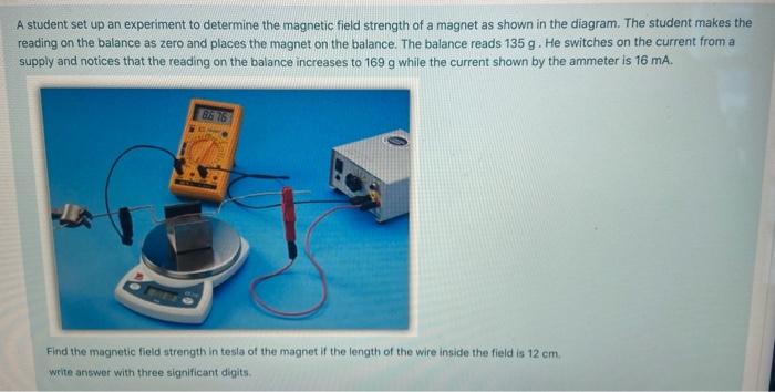 Solved A student set up an experiment to determine the | Chegg.com