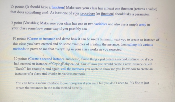 Solved HW Using Netbeans 25 points (Create a class) Make a | Chegg.com