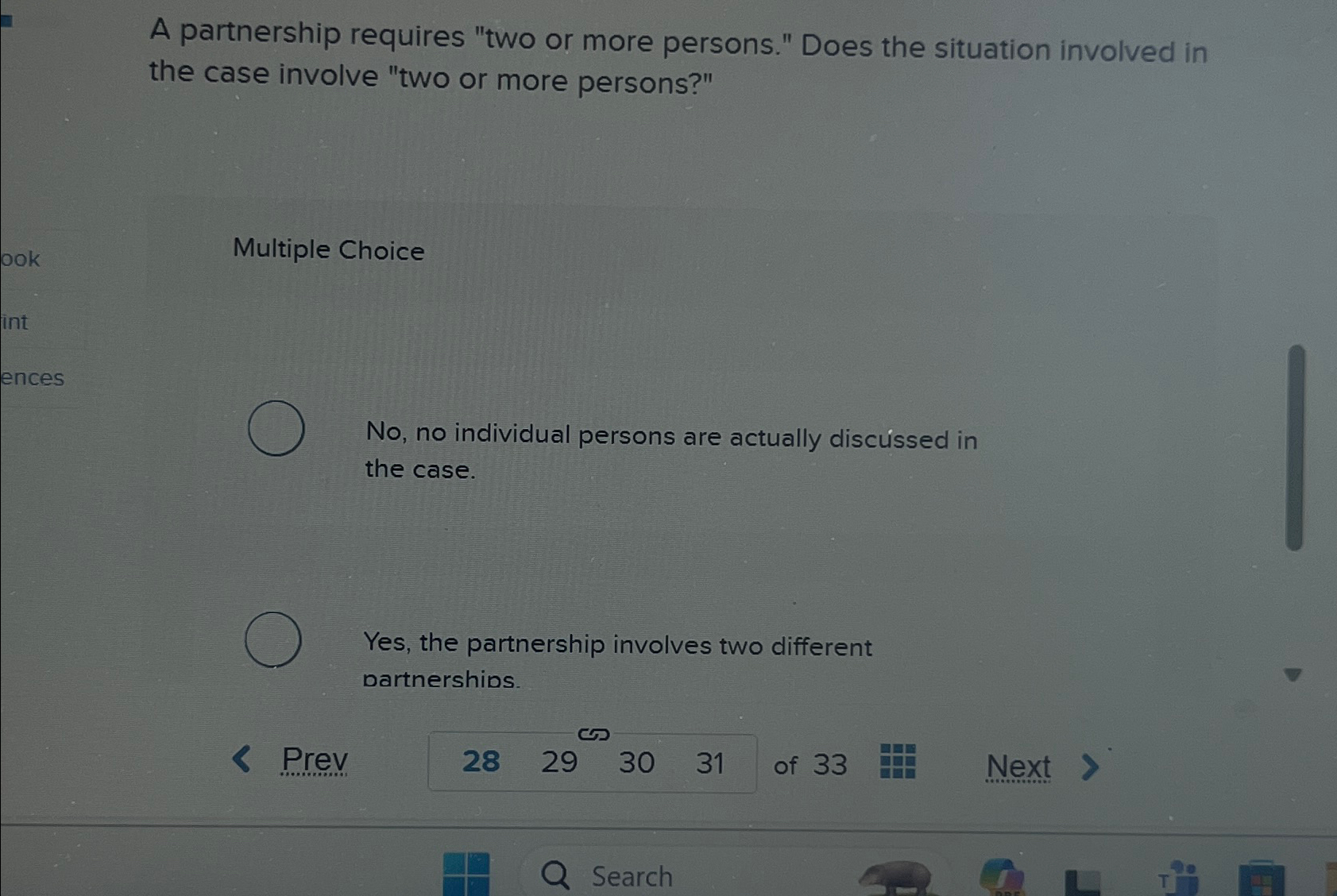 Solved A partnership requires "two or more persons." Does | Chegg.com