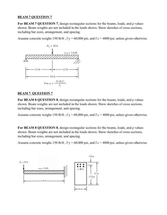 Solved BEAM 7 QUESTION 7 For BEAM 7 QUESTION 7. design | Chegg.com