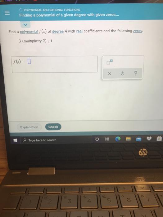 Solved O POLYNOMIAL AND RATIONAL FUNCTIONS Finding a | Chegg.com