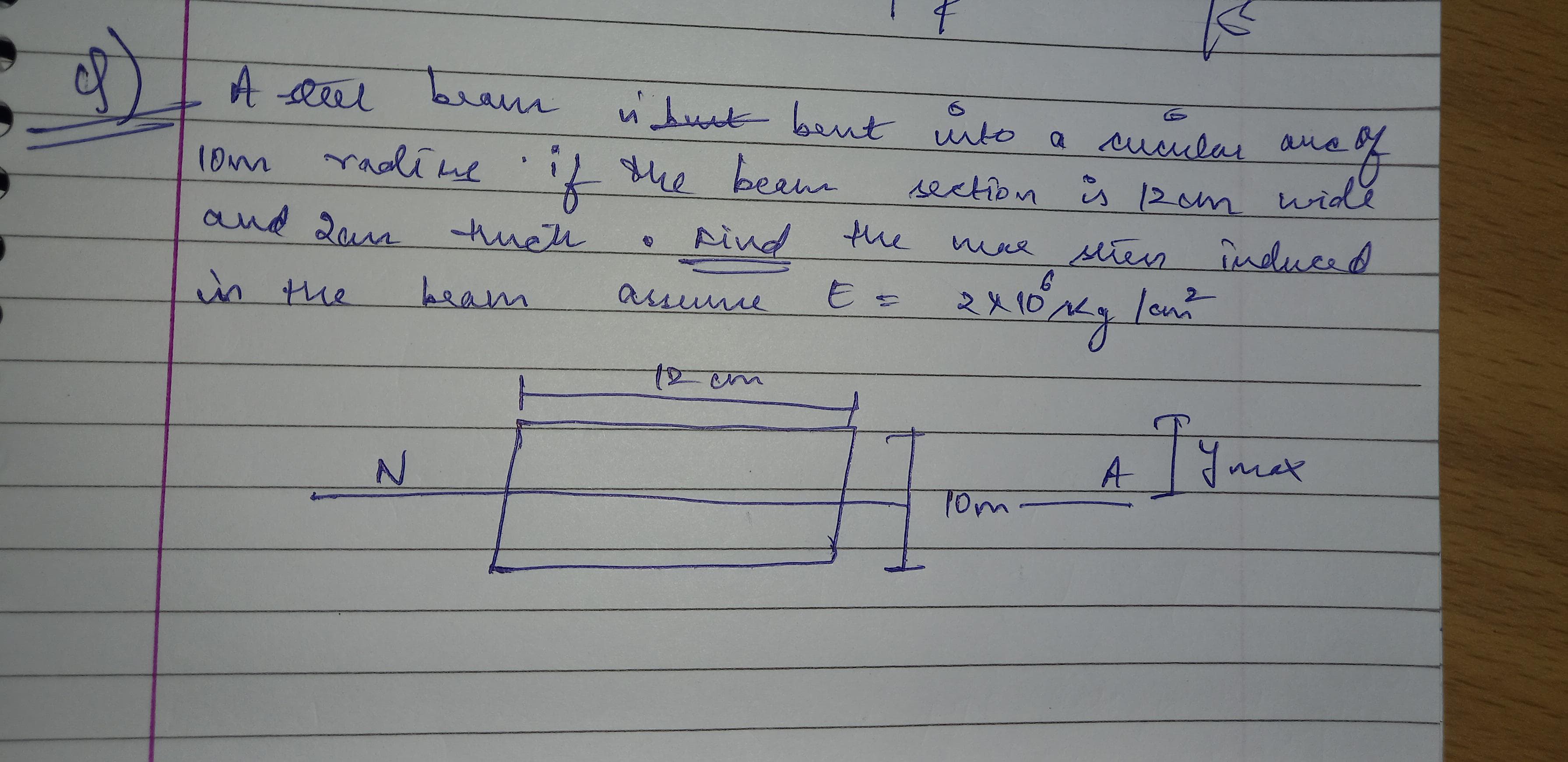 Solved a steel beam is bent into a circular arc of 10 ﻿m | Chegg.com