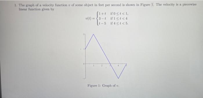 Solved 1. The graph of a velocity function w of some object | Chegg.com