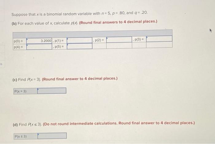 Solved Suppose that x is a binomial random variable with | Chegg.com