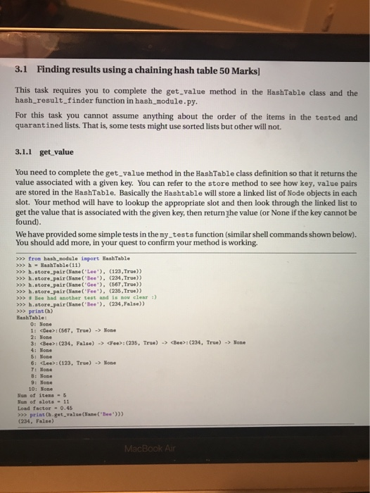 Solved 3.1 Finding results using a chaining hash table 50 | Chegg.com