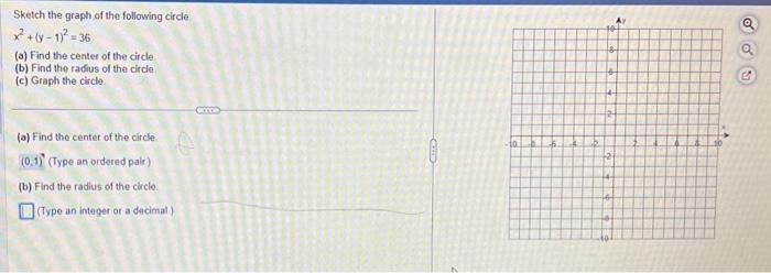 Solved Sketch the graph of the following circle x2+(y−1)2=36 | Chegg.com