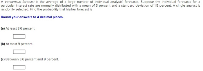 Solved A consensus forecast is the average of a large number | Chegg.com