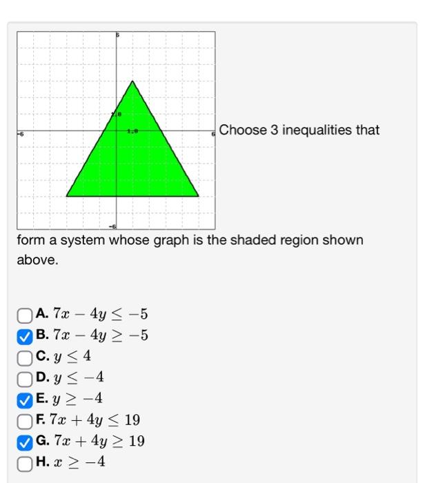 Solved Choose 3 inequalities that form a system whose graph | Chegg.com