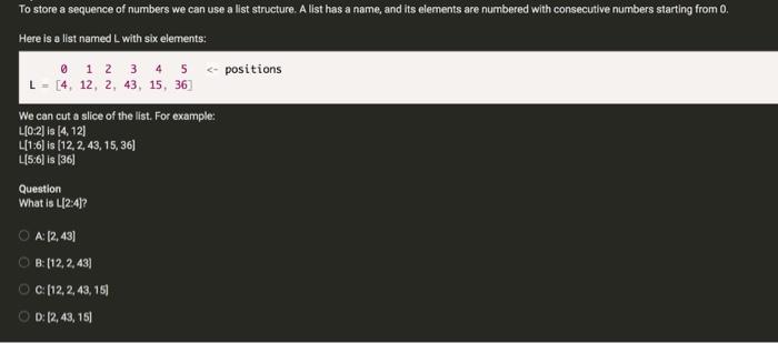 Solved a To store a sequence of numbers we can use a list | Chegg.com
