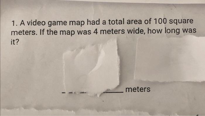 Solved 1. A video game map had a total area of 100 square | Chegg.com