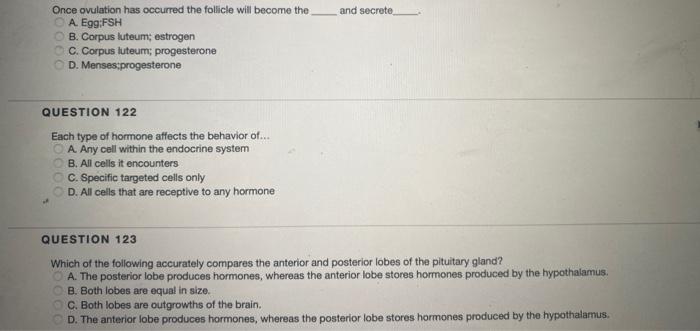 Solved and secrete Once ovulation has occurred the follicle | Chegg.com