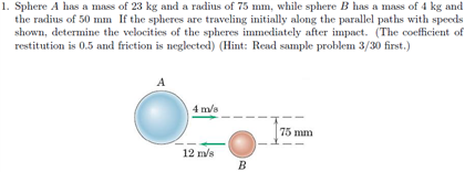 Solved Sphere A has a mass of 23 kg and a radius of 75 mm. | Chegg.com