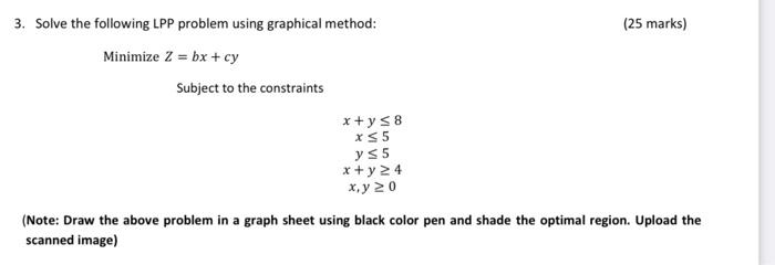 Solved (25 marks) 3. Solve the following LPP problem using | Chegg.com