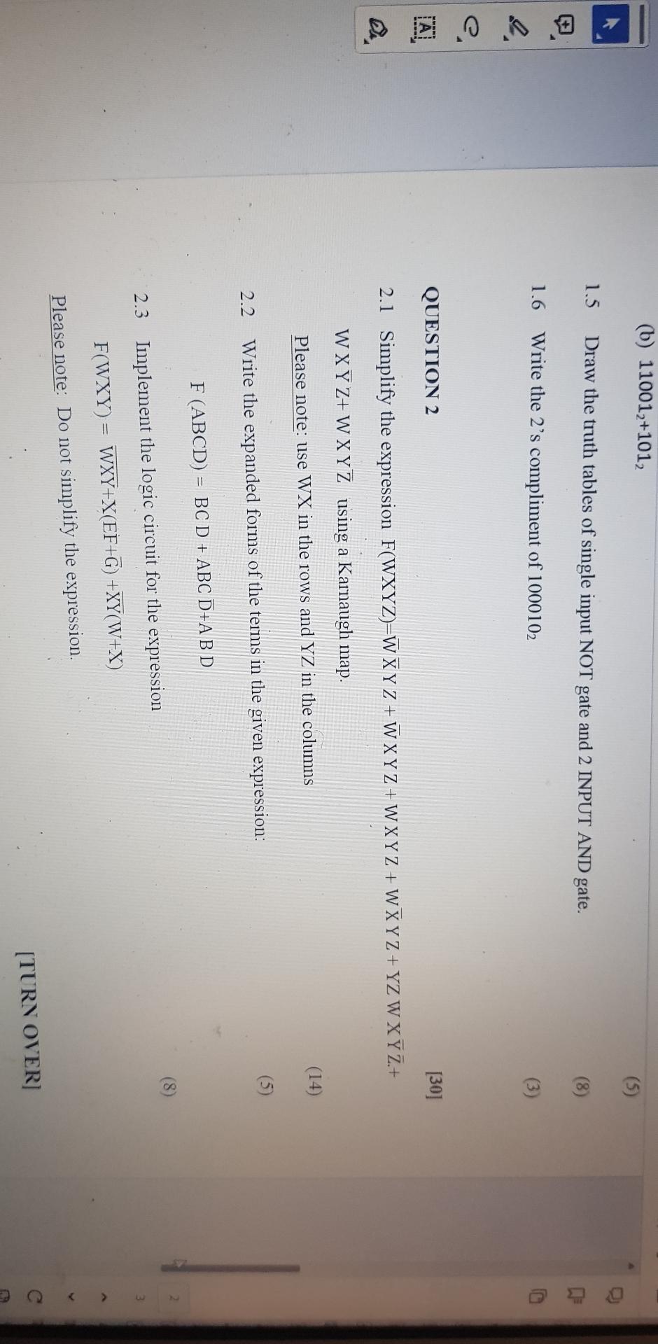 (b) 110012+10121.5 ﻿Draw the truth tables of single | Chegg.com