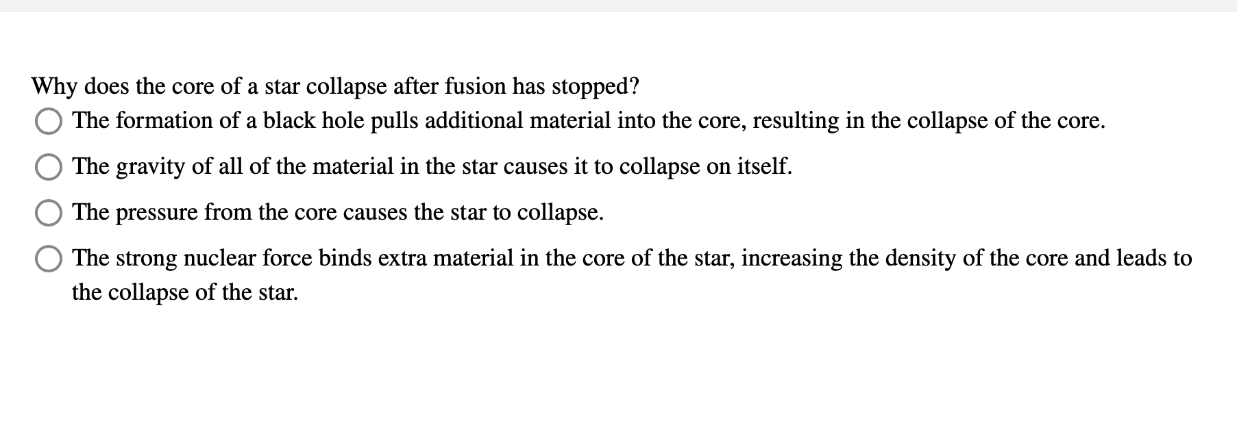 Solved Why does the core of a star collapse after fusion has | Chegg.com