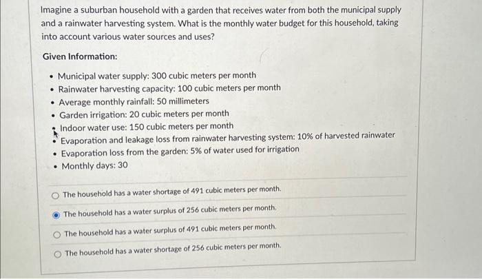 Solved Imagine a suburban household with a garden that | Chegg.com