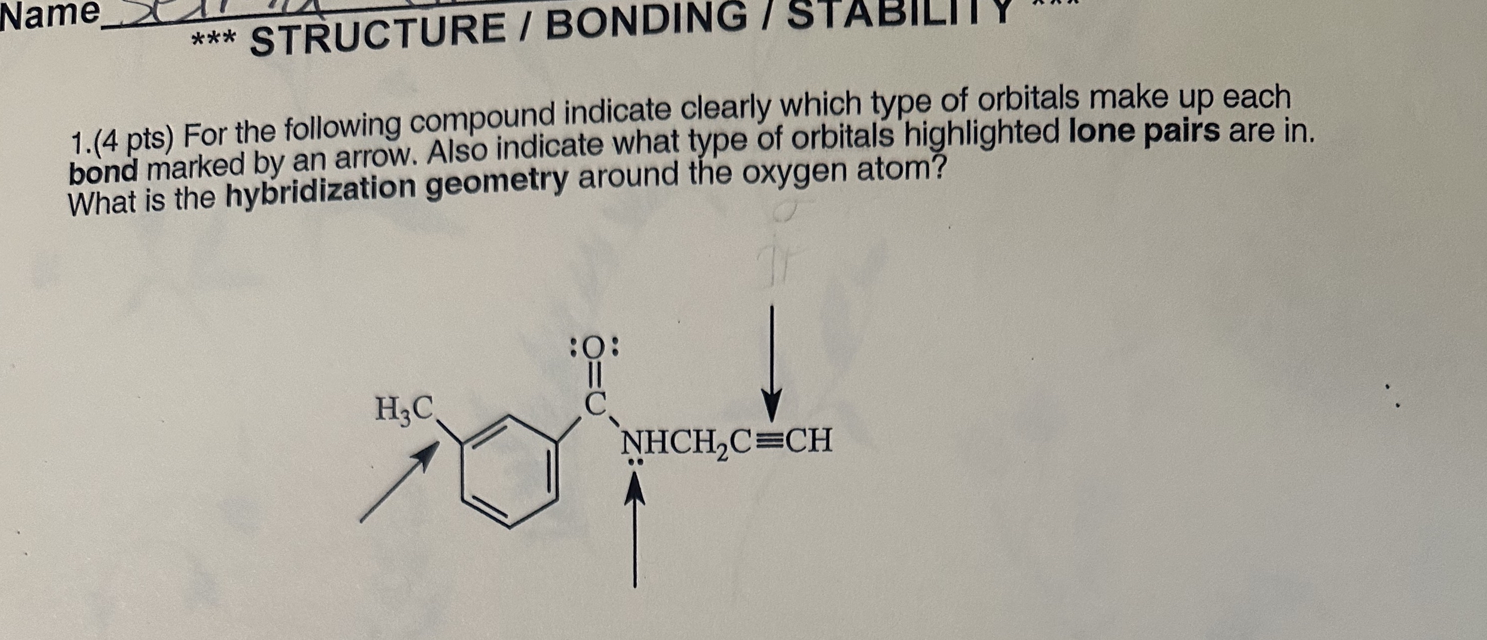 Solved *** ﻿STRUCTURE / ﻿BONDING / ﻿STABILII(4 ﻿pts) ﻿For | Chegg.com