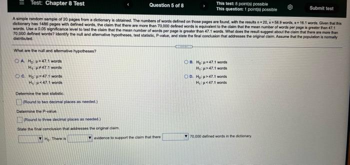 Solved NIE Test: Chapter 8 Test Question 5 of 8 This tost: 8 | Chegg.com