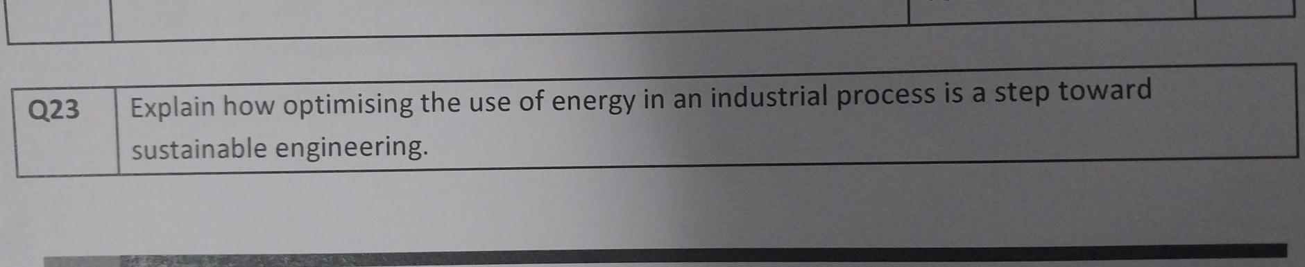 Solved Q23 Explain how optimising the use of energy in an | Chegg.com