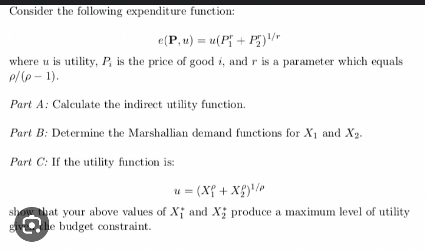 Solved Consider the following expenditure | Chegg.com