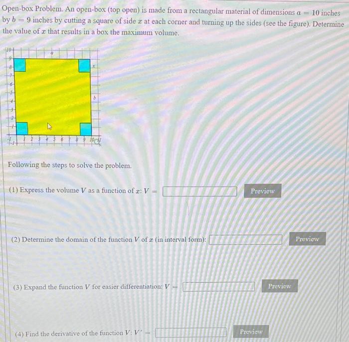 Solved Open-box Problem. An open-box (top open) is made from | Chegg.com