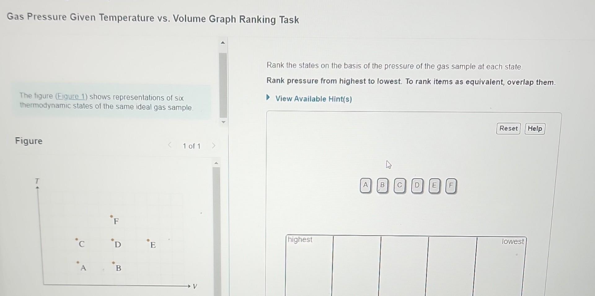 Solved Gas Pressure Given Temperature vs. Volume Graph | Chegg.com
