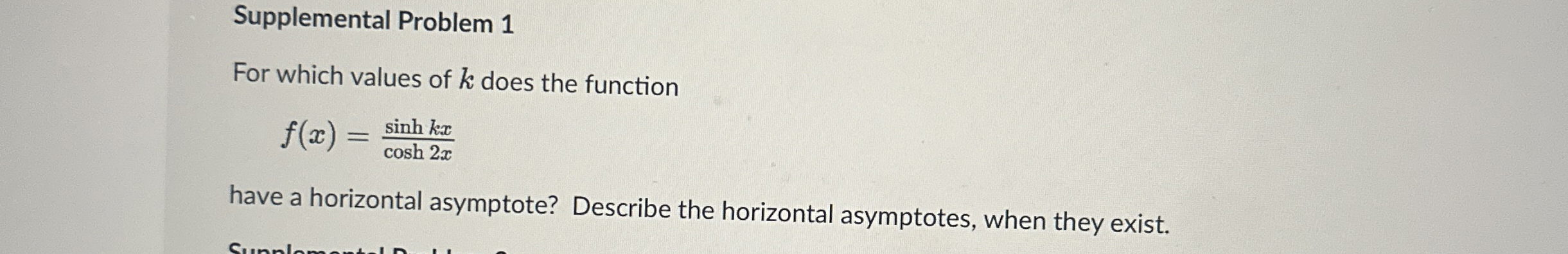 Solved Supplemental Problem 1For which values of k ﻿does the | Chegg.com