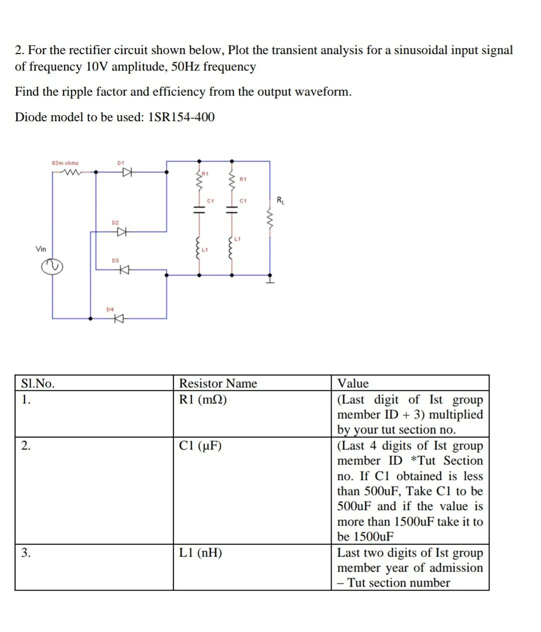 2. For the rectifier circuit shown below, Plot the | Chegg.com